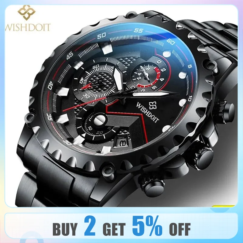 WISHDOIT-Original-Watch-for-Men-Waterproof-Stainless-Steel-Metal-Strap ...