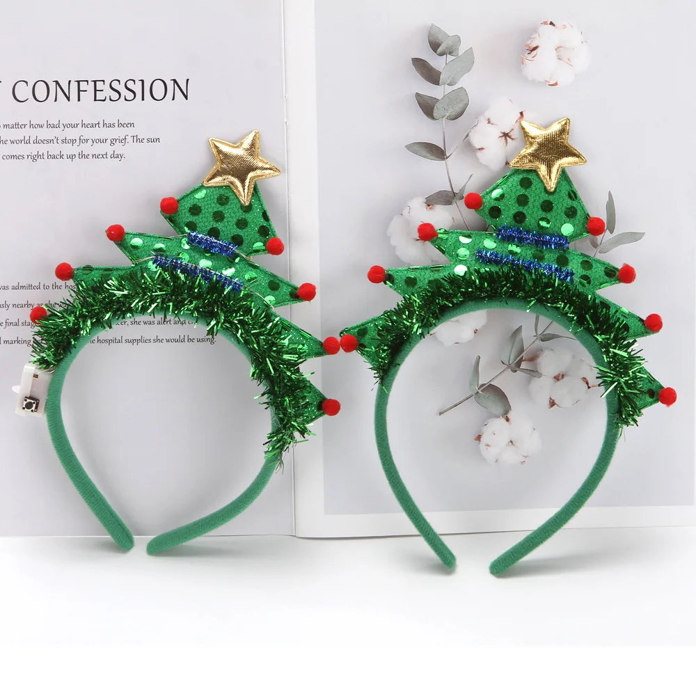Green-Christmas-Tree-Headbands-Noel-Xmas-Tree-Headgear-Merry-Christmas ...
