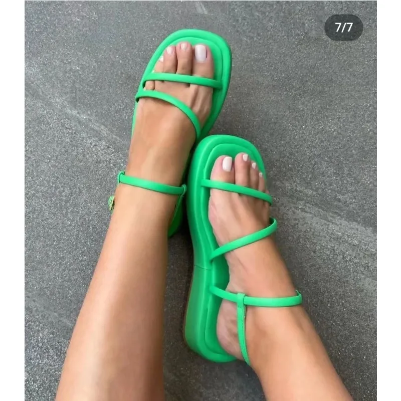 Summer-New2023-Thick-Soled-Cut-out-Square-Head-Simple-Sandals-Women-s ...