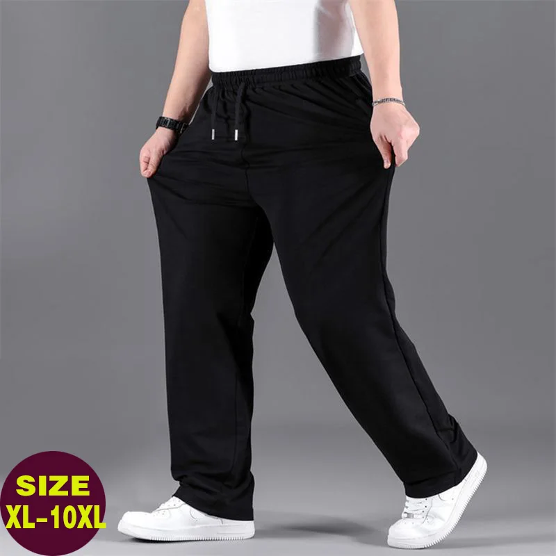 10XL Black Casual Pants Mens Breathable Baggy Trousers Oversized ...