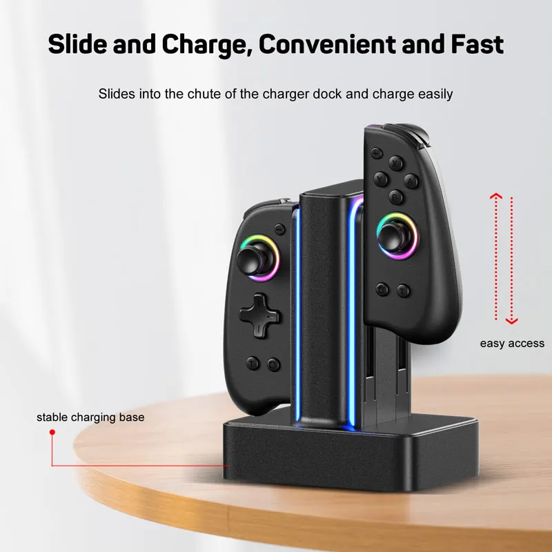 4 in 1 Charger Grip Meteor Light Charging Dock for Switch Joy Con ...