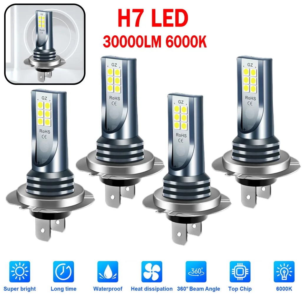 4-1pcs-H7-LED-Headlight-Bulb-12V-24V-Car-Headlight-1000LM-Super-Bright ...