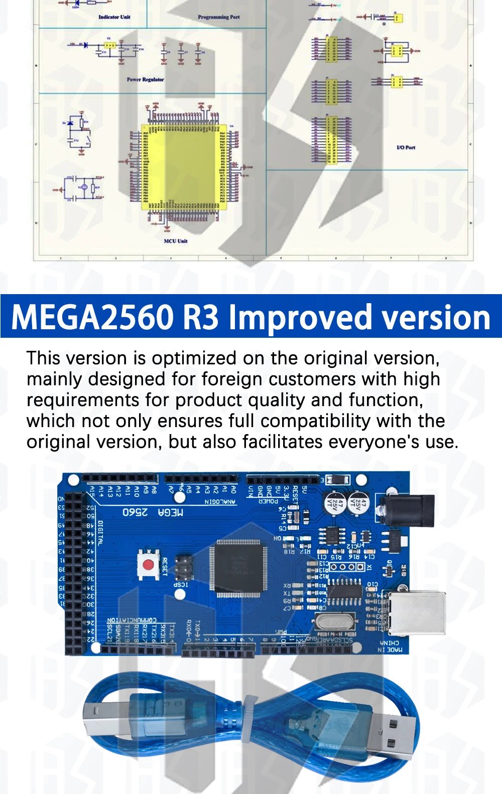 Чип Mega2560 ATMEGA16U2 / Pro Mini MEGA 2560 Mega + WiFi R3 ATmega2560 CH340G для Arduino Mega ...