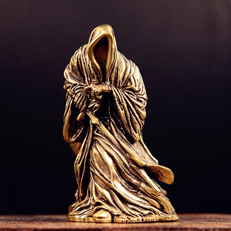 Brass Death God Statue Vintage Dark Knight Witch Spirit Figurine Lord ...