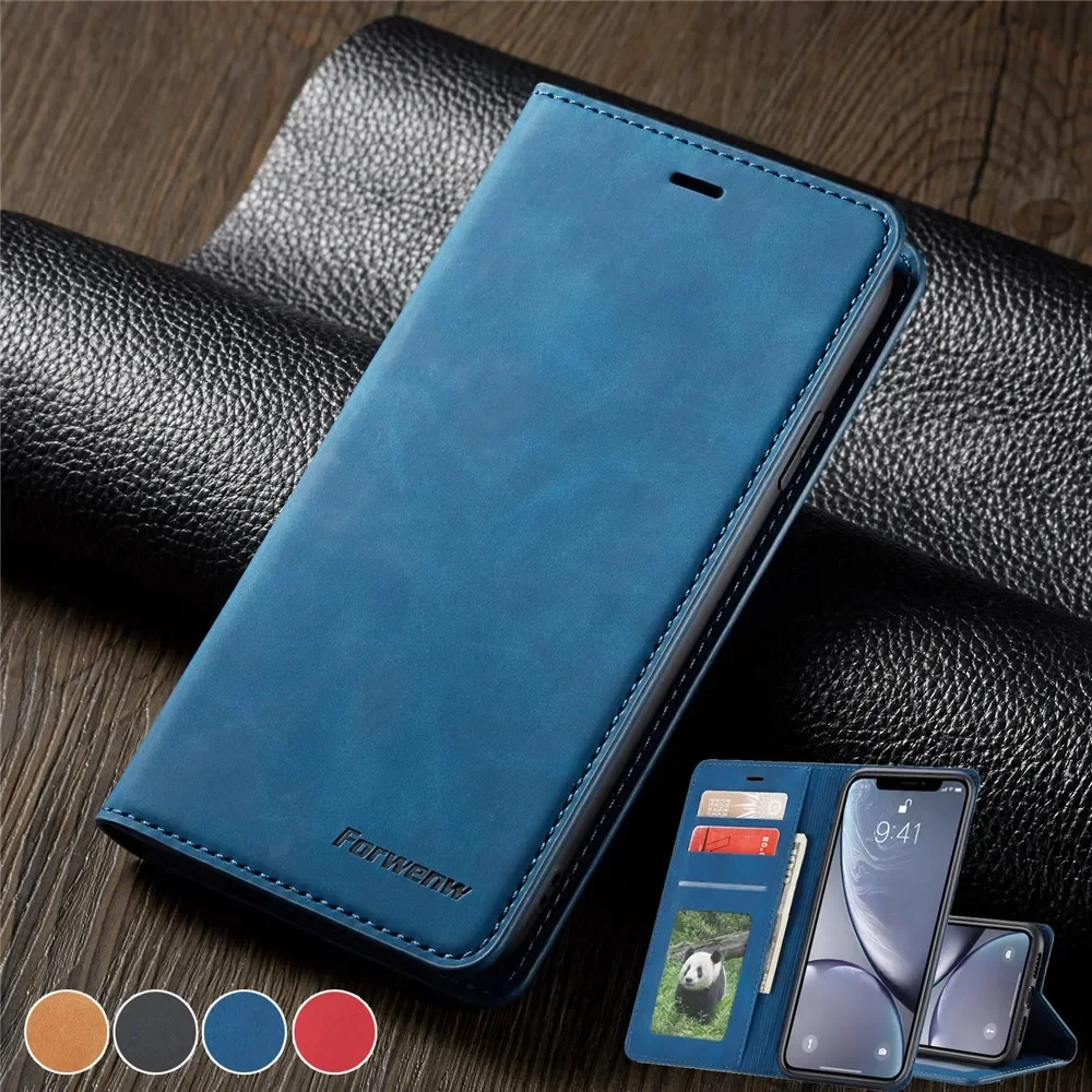 Forwenw Magnetic Flip Leather Phone Case For iPhone 15 Pro Max 14 13 ...