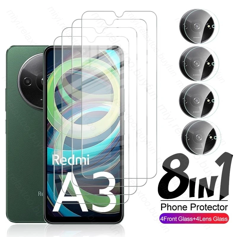For-Xiaomi-Redmi-A3-4G-Case-8In1-Tempered-Glass-Screen-Protector-On ...