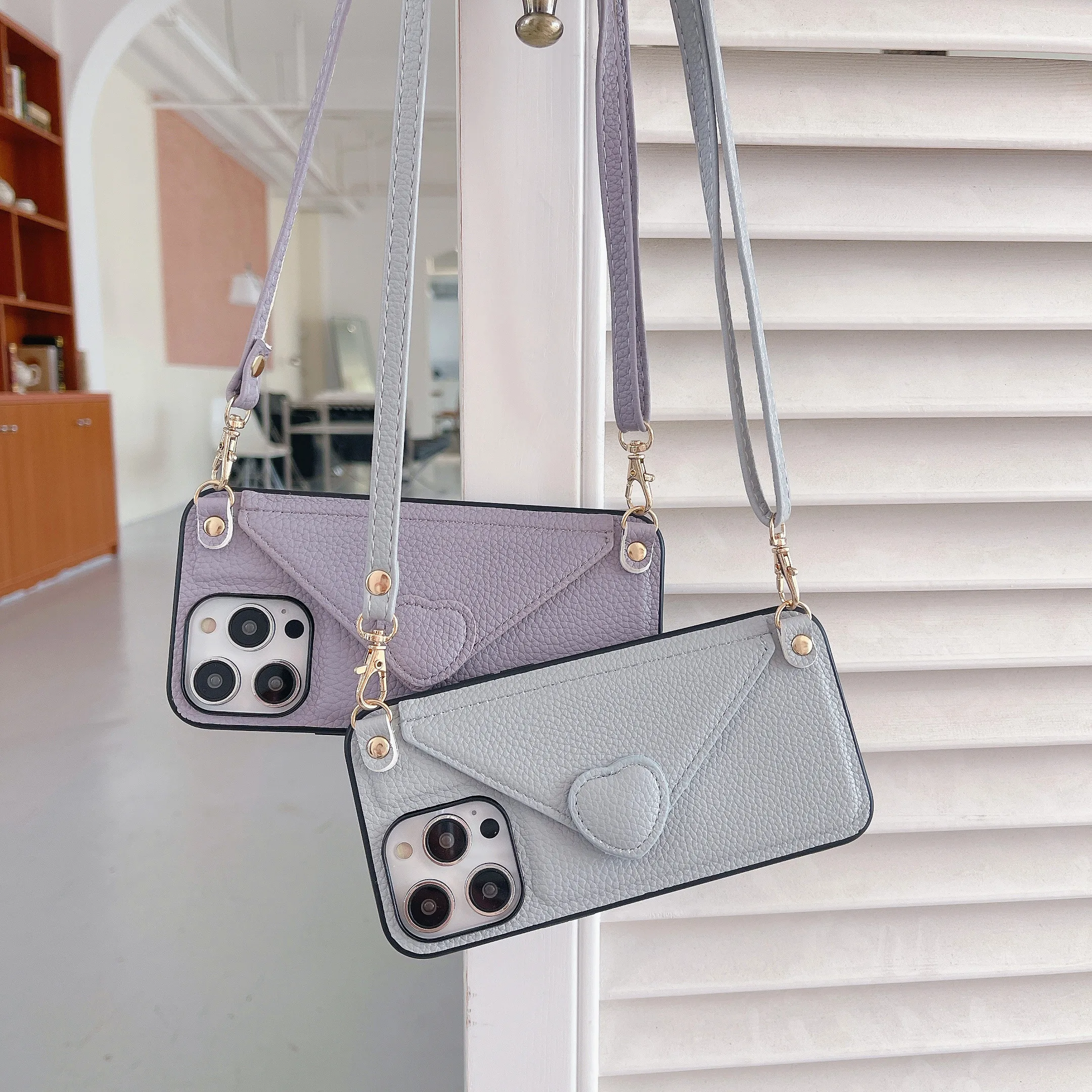 Luxury Envelope Crossbody Lanyard Phone Case for IPhone 15 14 11 12 13 ...