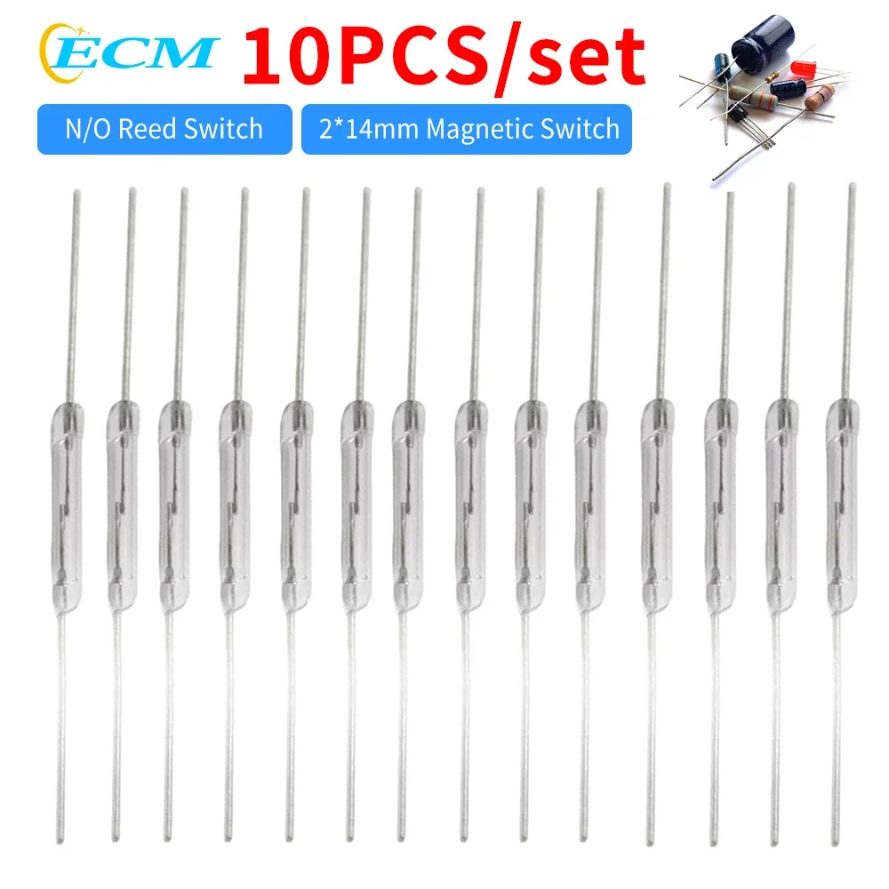 10Pcs/set N/O Reed Switch Magnetic Switch 2*14mm Vibration-resistance ...