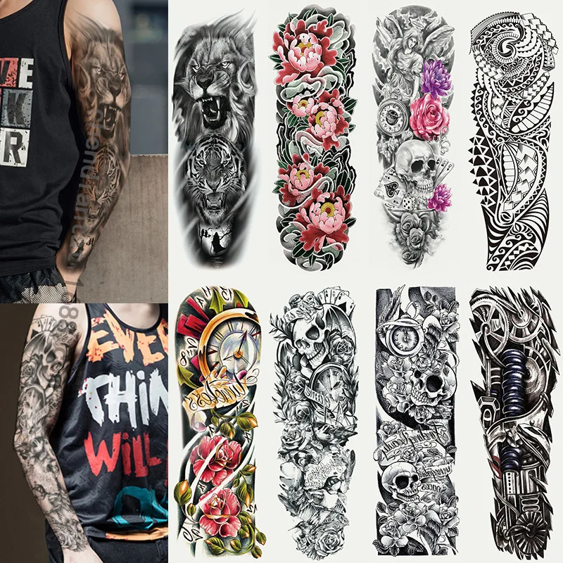 Full Arm Cool Tattoo Sticker Art Aeshtetic Cartoon Creative Pop ...