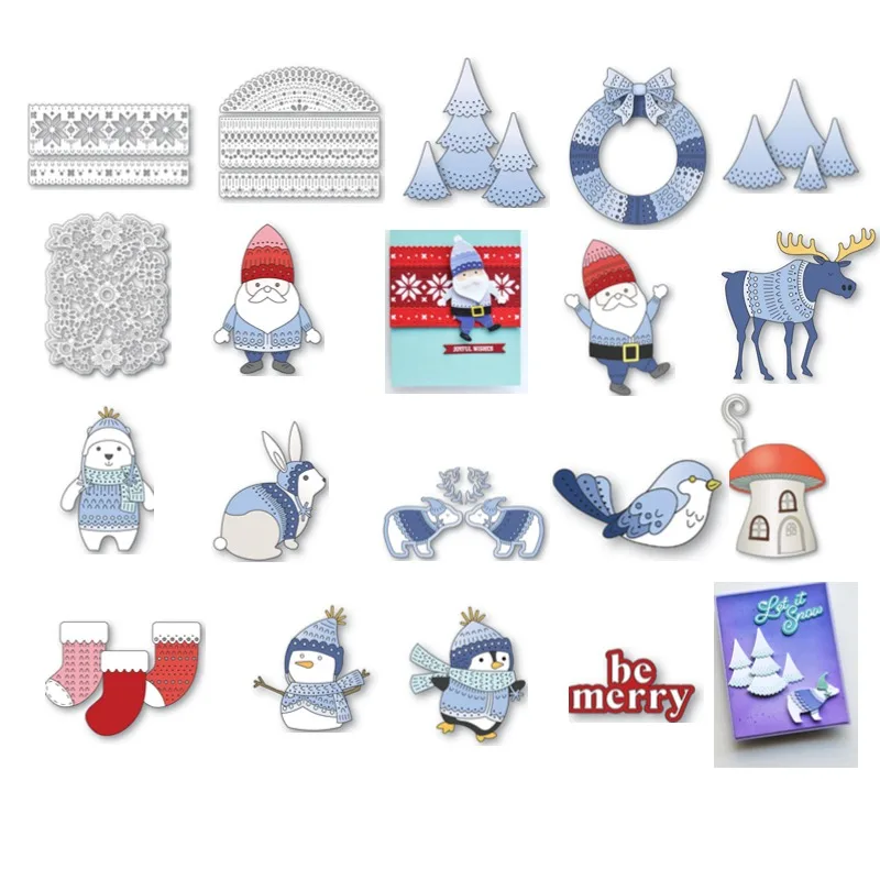 Snowman-Christmas-Collection-Elk-Deer-Santa-Claus-Rabbit-Bird-Trees ...