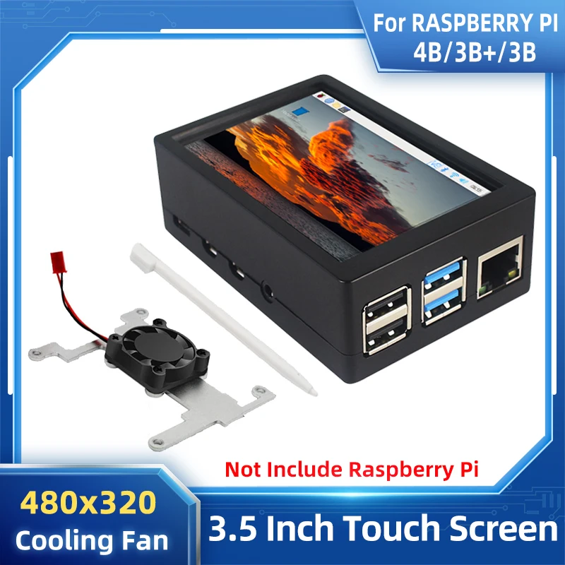 Raspberry-Pi-3-5-Touch-Screen-com-LCD-Display-TFT-Caixa-de-Metal-ABS ...