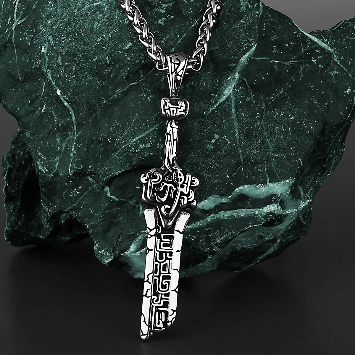Stainless-Steel-Simplicity-Fashion-Broken-Sword-Pendant-Necklace-Men-s ...