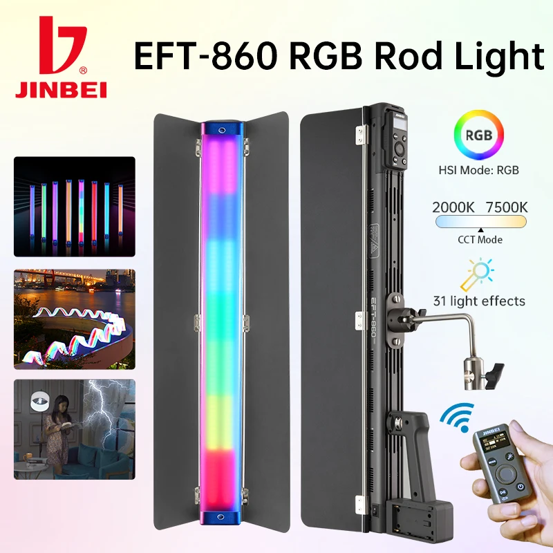 JINBEI-EFT860-80W-RGB-LED-Video-Light-2000-7500K-Handheld-Rod-Lights ...
