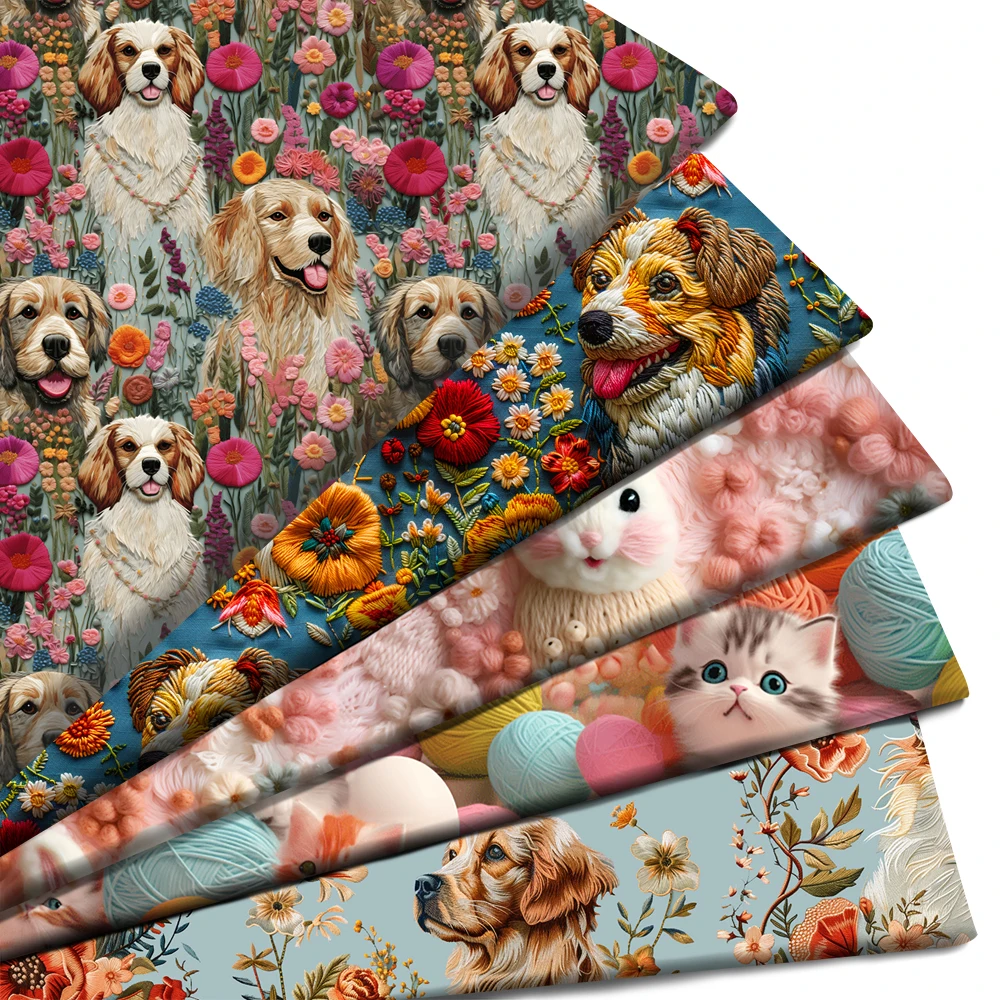 50*145cm Dog Cat Bunny 3D Imitation Printed Polyester/Pure Cotton ...