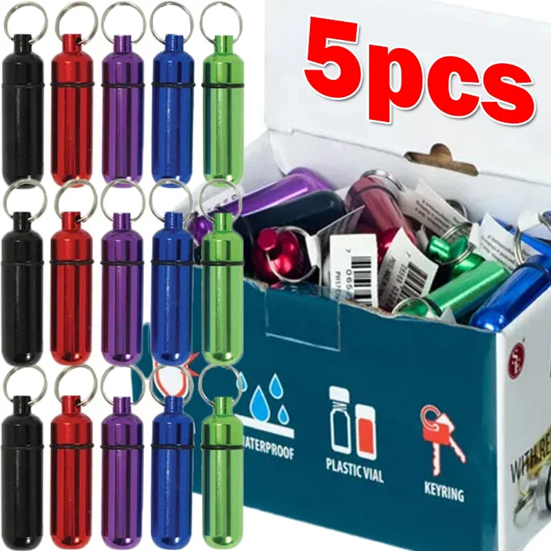 1/5pcs Portable Colorful Mini Aluminum Pill Box Medicine Case Container ...