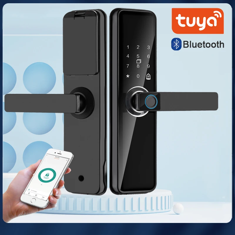 Biometric-Fingerprint-Door-Lock-Black-Smart-Lock-Tuya-Bluetooth-App ...