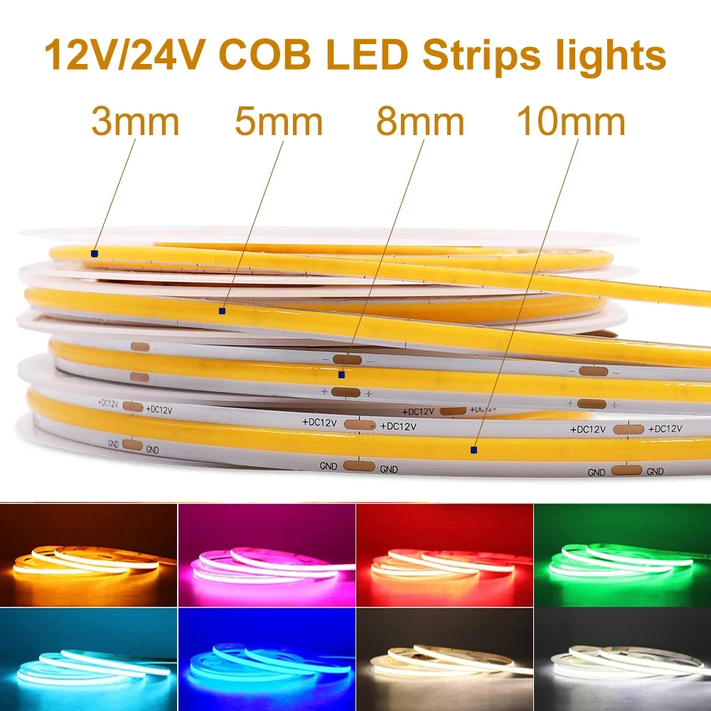 COB-LED-Strip-Light-12V-24V-3mm-5mm-8mm-10mm-PCB-LED-Strip-Ice-Blue ...