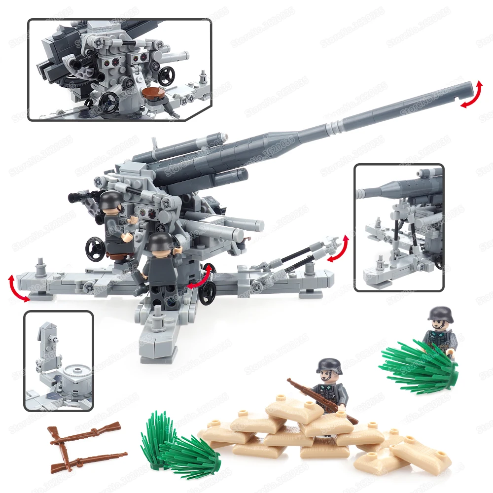 Military-88mm-Flak18-Anti-Aircraft-Gun-Building-Block-WW2-Figures ...
