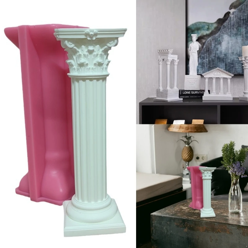 3D Roman Striped Pillar Candle Holder Molds Candlestick Silicone Mold ...