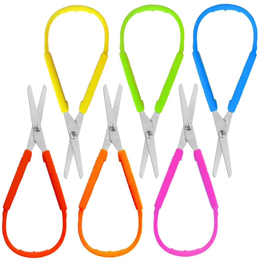 1PC-Loop-Scissors-Colorful-Grip-Scissors-Loop-Handle-Self-Opening ...