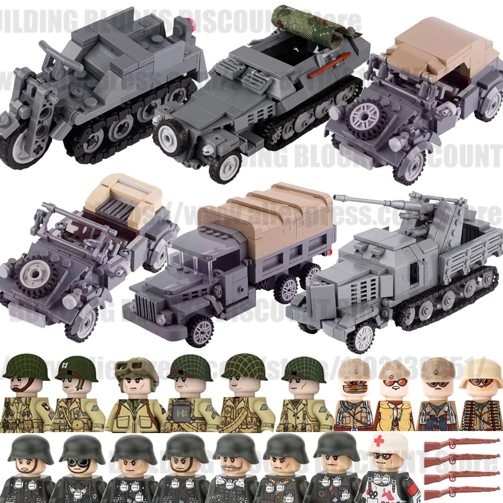 WW2-Military-Vehicle-US-German-soldiers-Figures-Building-Blocks-Tank ...