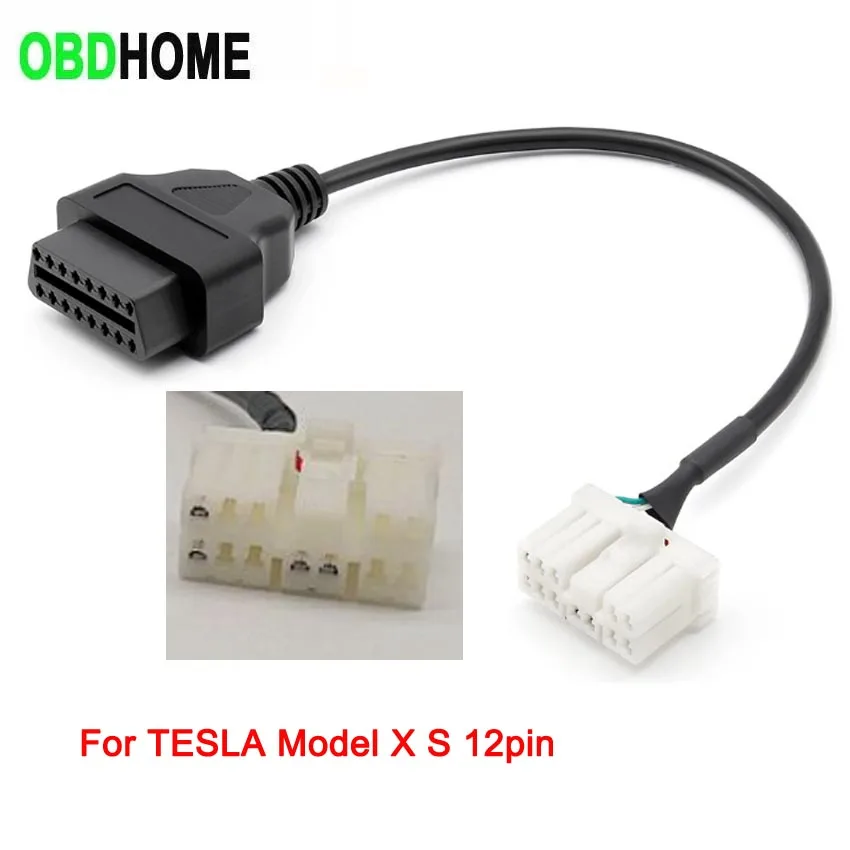12-Pin-Electronic-Cable-for-Tesla-12Pin-To-OBD2-16pin-Connector-for ...