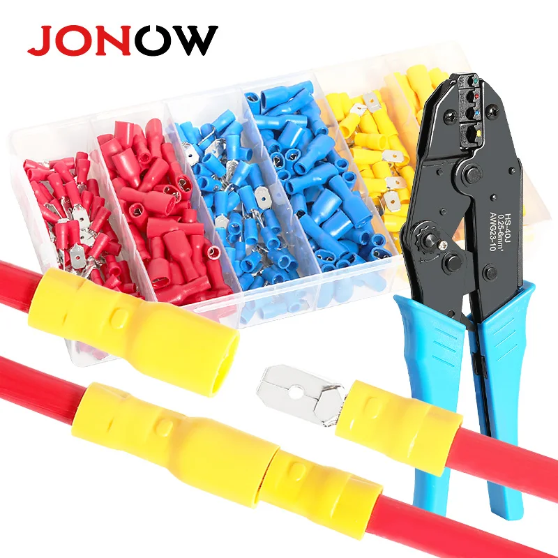 260PCS 6.3mm Spade Electrical Wire Connectors Crimp Terminals Male ...