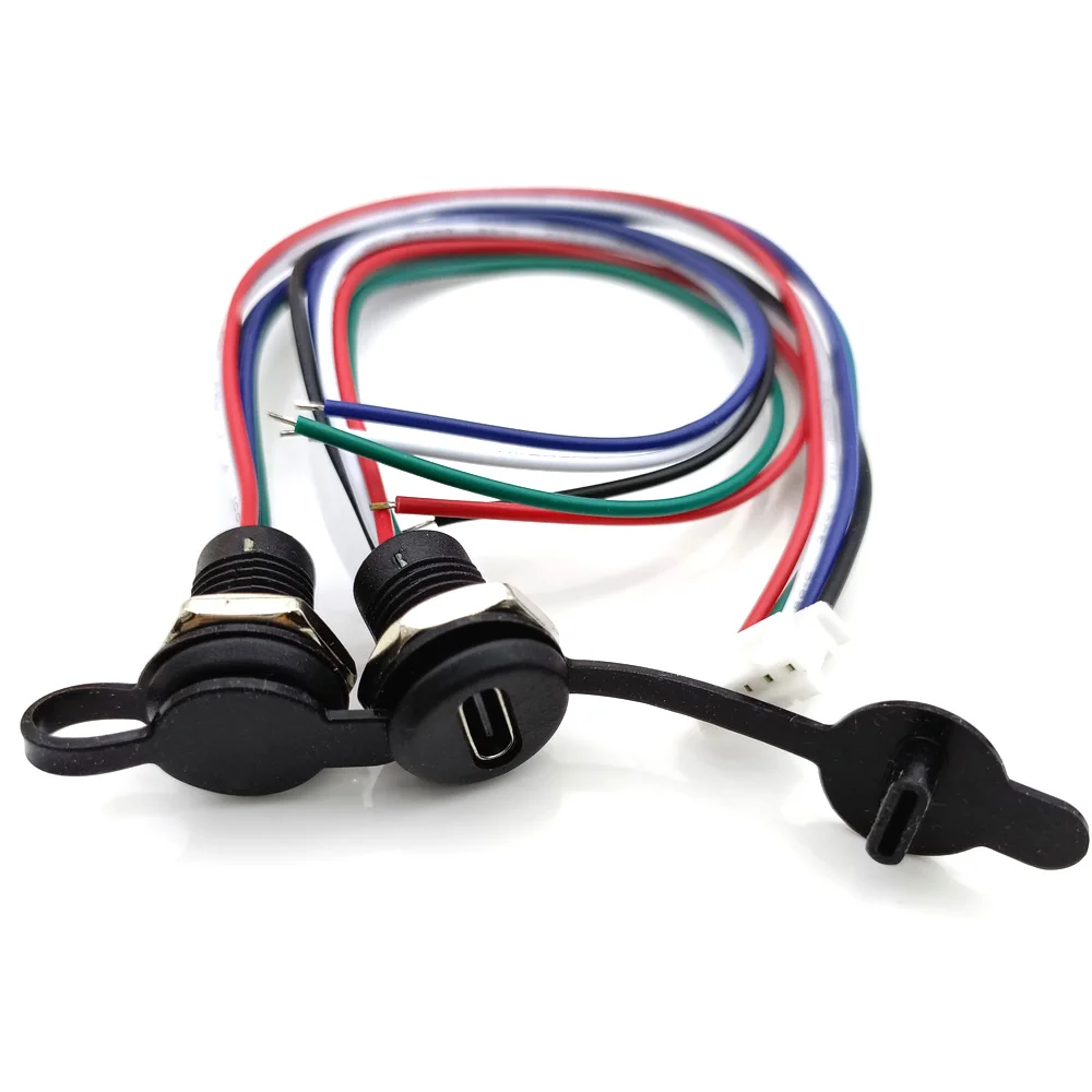 TYPE-C-Waterproof-Connector-Welding-Wire-Female-Socket-2-4-5Pin-With ...
