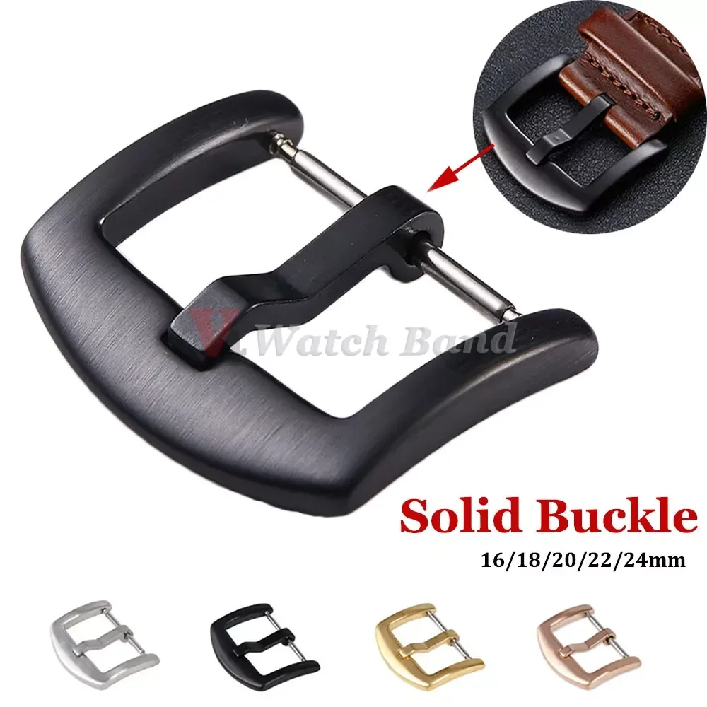 Solid Buckle Metal Watch Band Buckles Stainless Steel Watch Strap Clasp Pin Button 16mm 18mm ...