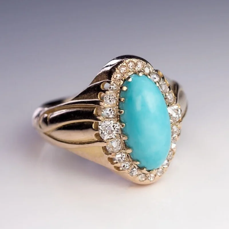 Elegant-Oval-Blue-stone-Rings-Exquisite-Fashion-Gold-Color-Inlaid-White ...