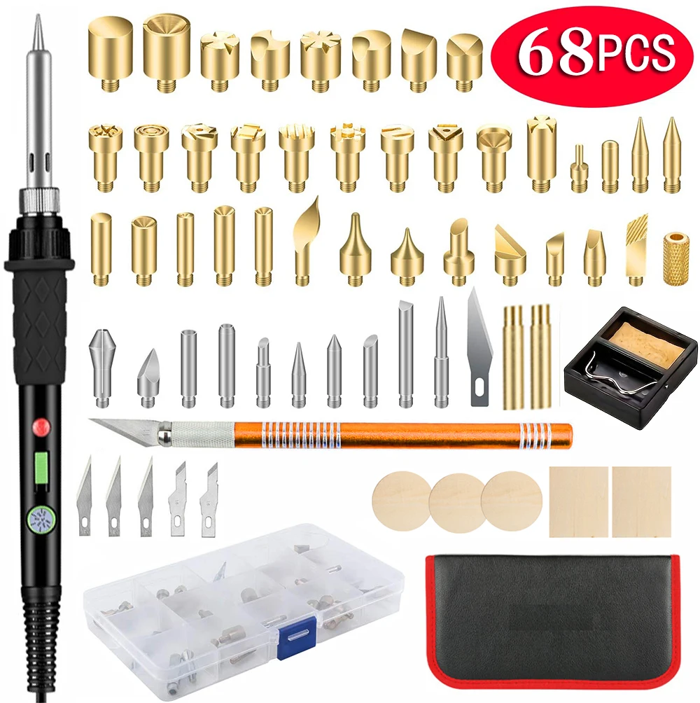 Professional-Wood-Burning-Tool-Kit-Adjustable-60W-Pyrography-Pen-with ...