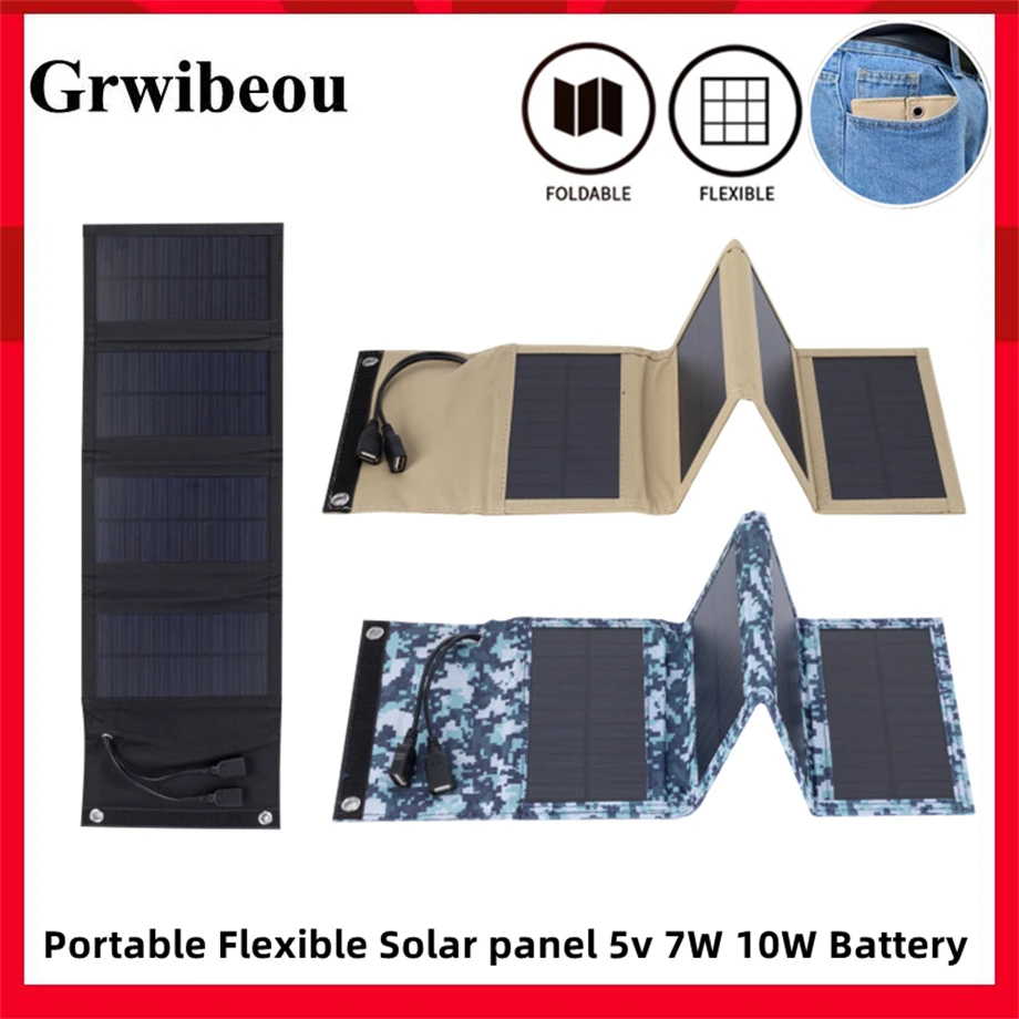 Portable Foldable solar panel 5V power bank generator outdoor 10w ...