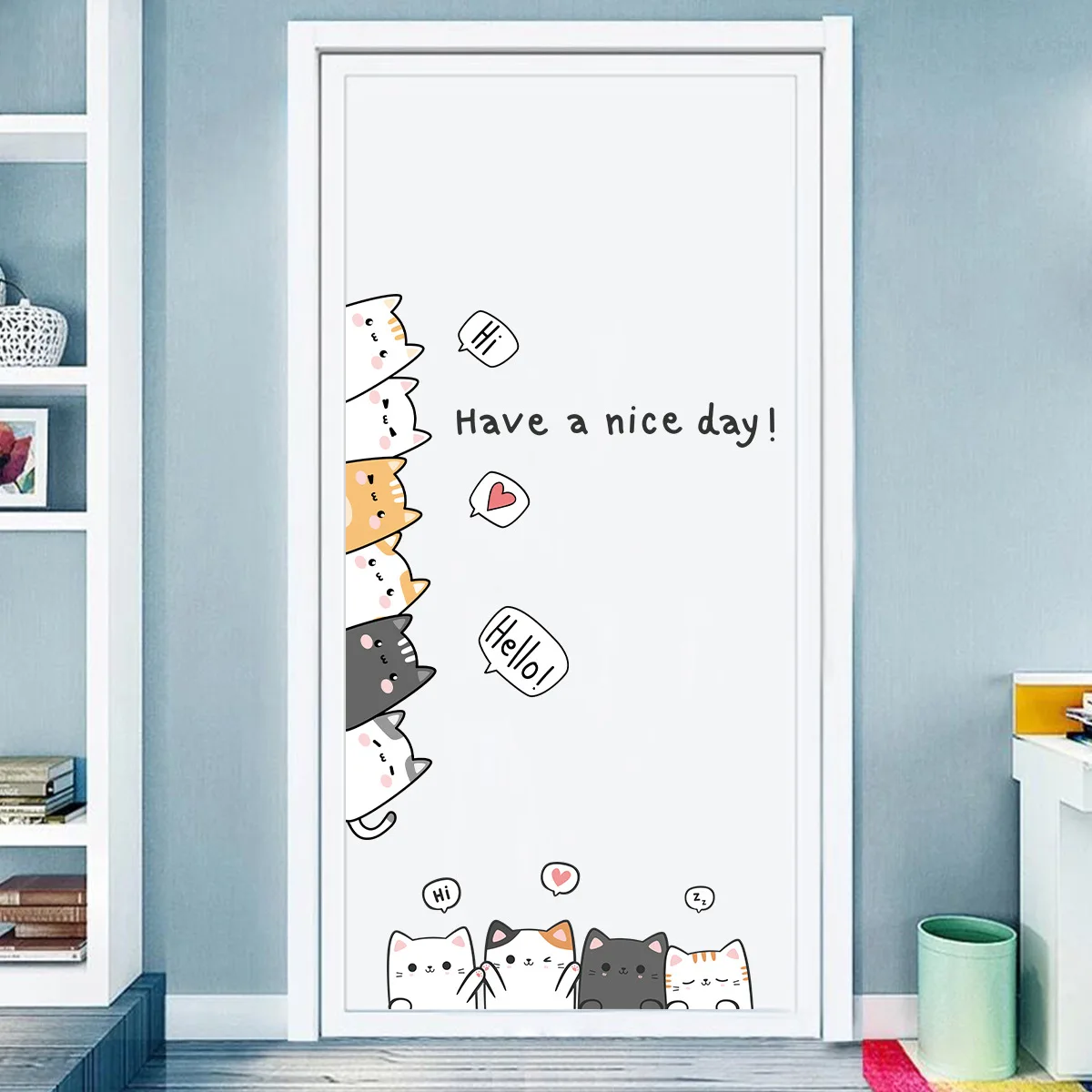 Cartoon-Cat-Wall-Stickers-for-Kids-Room-Baby-Room-Door-Decor-Children-s ...