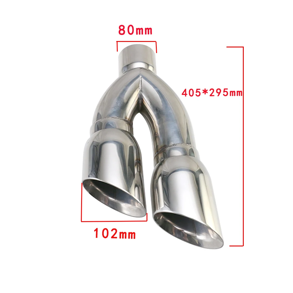 Stainless-Steel-Inter-80mm-slant-Exhaust-Pipe-102mm-double-Outlet-car ...