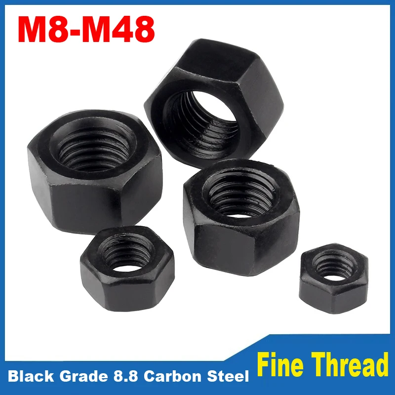 Fine-Thread-Hex-Nuts-Black-Grade-8-8-Carbon-Steel-GB6171-Fine-Pitch ...
