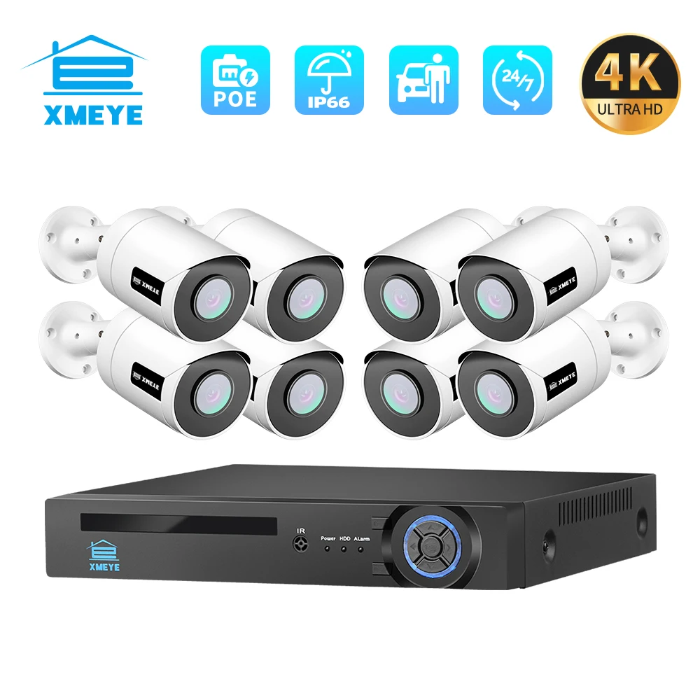 XMEYE 8MP 4K SONY POE IP Camera System KIT FULL Color Audio CCTV ...
