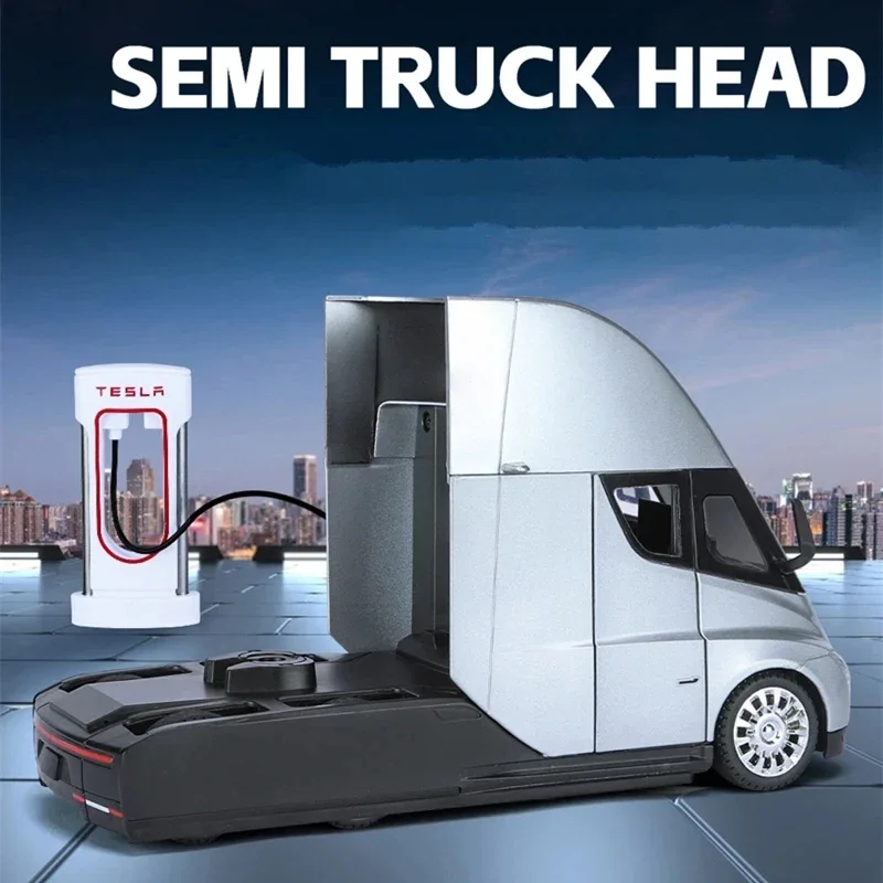 1-24-Teslas-Alloy-Semi-Trailer-Truck-Head-Car-Diecast-Container-Truck ...