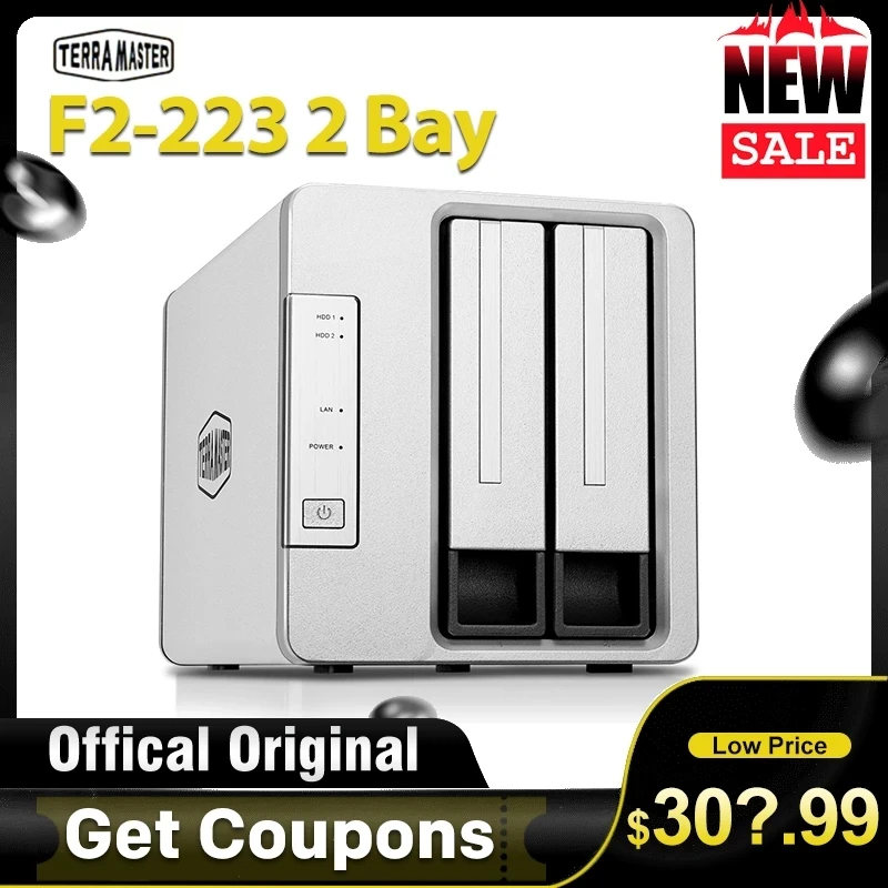 TERRAMASTER F2-223 2Bay NAS Storage with Realtek RTD1296 Quad-Core 1 ...