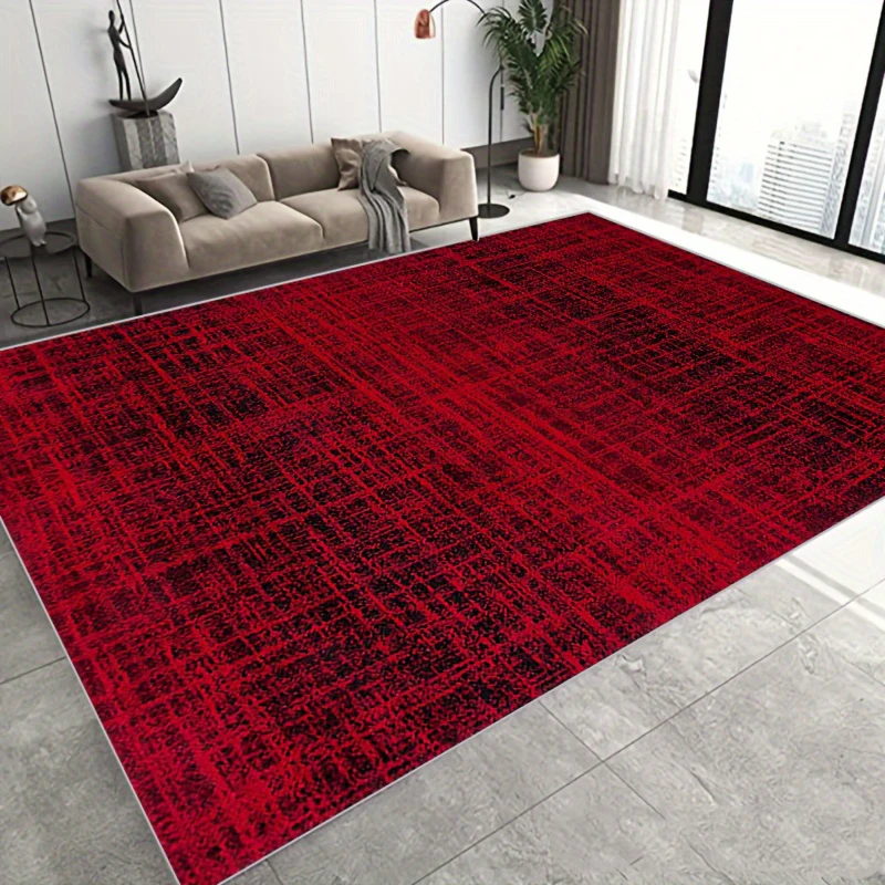 Red-Simple-Area-Carpet-Entrance-Floor-Mat-Abstract-Geometric-Optical ...