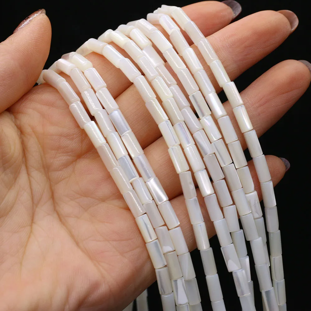 Natural Mother-of-pearl Tube Beads Cylindrical Shape White Shell Bead ...