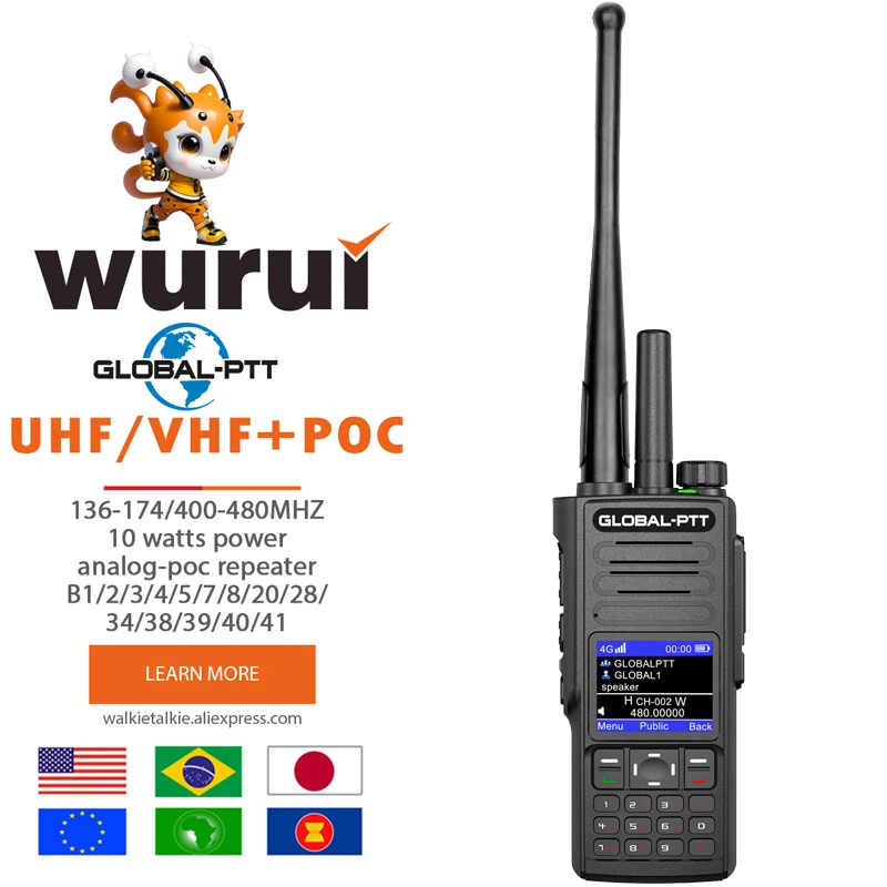 G8 VHF global-ptt B1 B2 B4 B5 4G walkie talkie POC 10watts powerful Two-way radio commutator ...