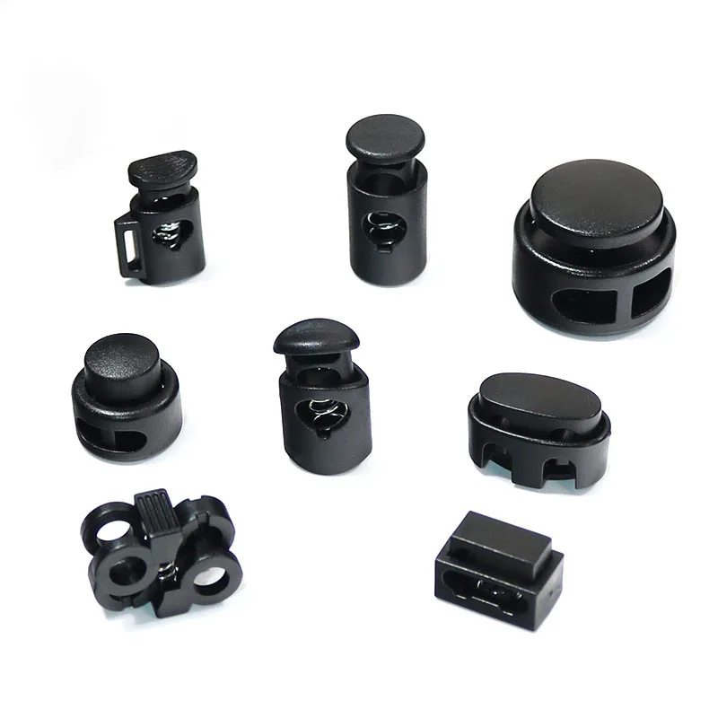 100Pcs-Pack-Black-Plastic-Cord-Lock-Spring-Stopper-Toggles-Clip-For ...