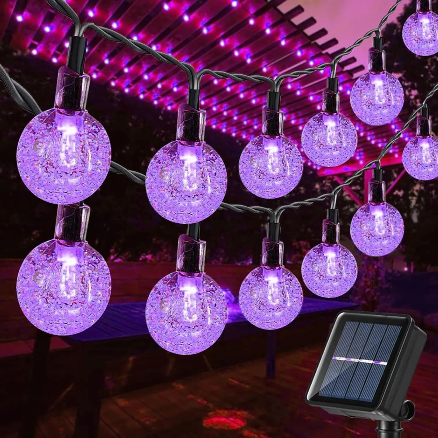 Solar-purple-Bubble-Balls-Lamp-String-Lights-Outdoor-Water-Drops ...