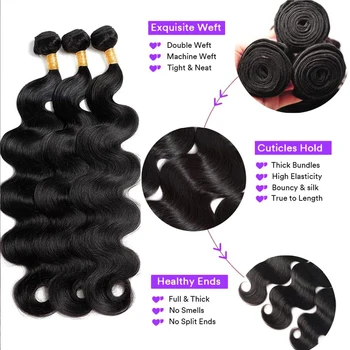 28 30 32 Inch Body Wave Human Hair Bundles with 13x4 Frontal Peruvian ...