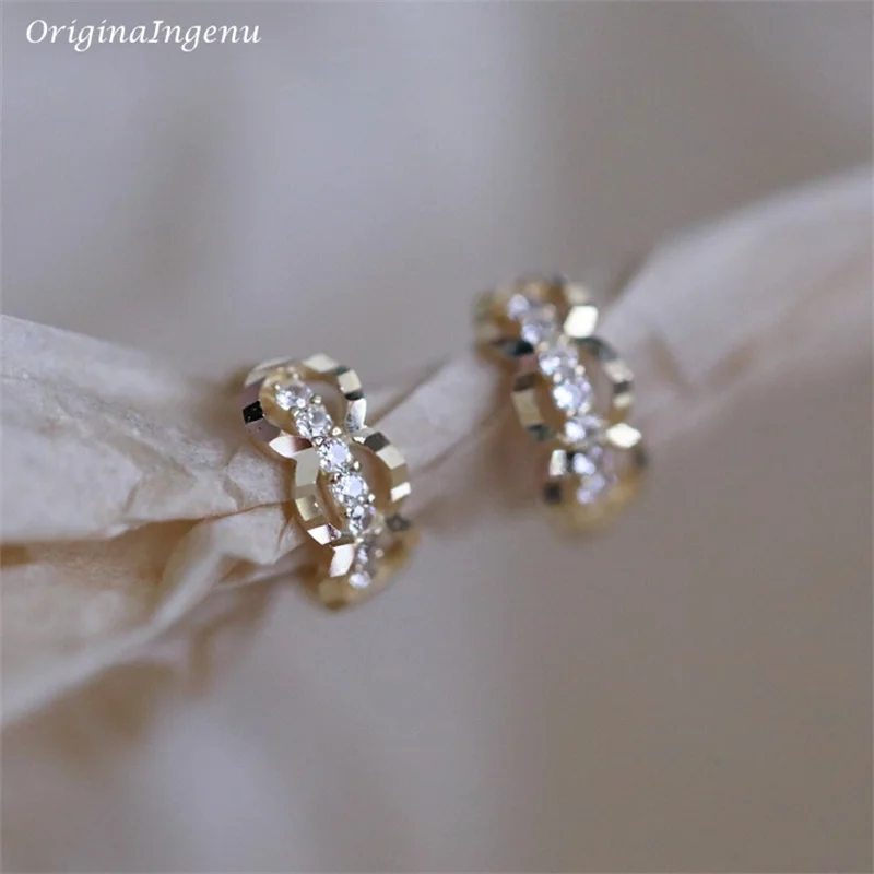 9K Solid Gold Hoop Earrings Dainty Zircon Earrings Real Gold Hoop ...