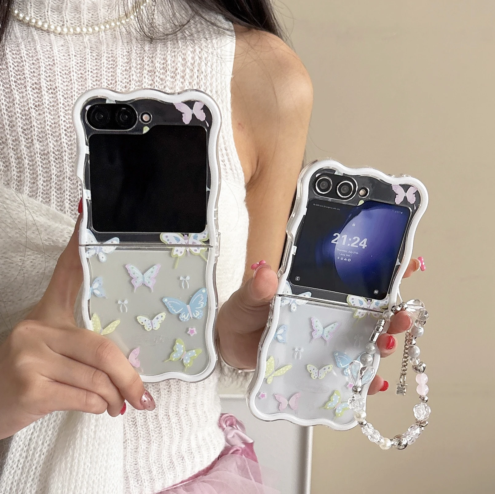 Wave Colorful Butterflies Phone Case For Samsung Z Flip 7 6 5 4 3 ...