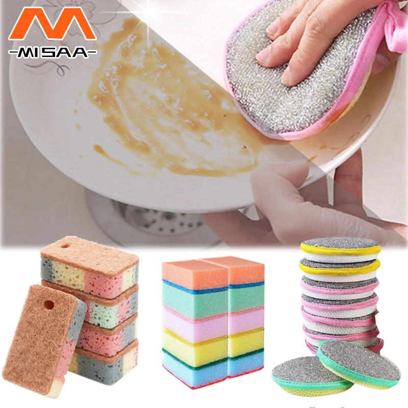 Double-Sided-Sponge-Cleaning-Cloth-Dishwashing-Cloth-Brush-Household ...