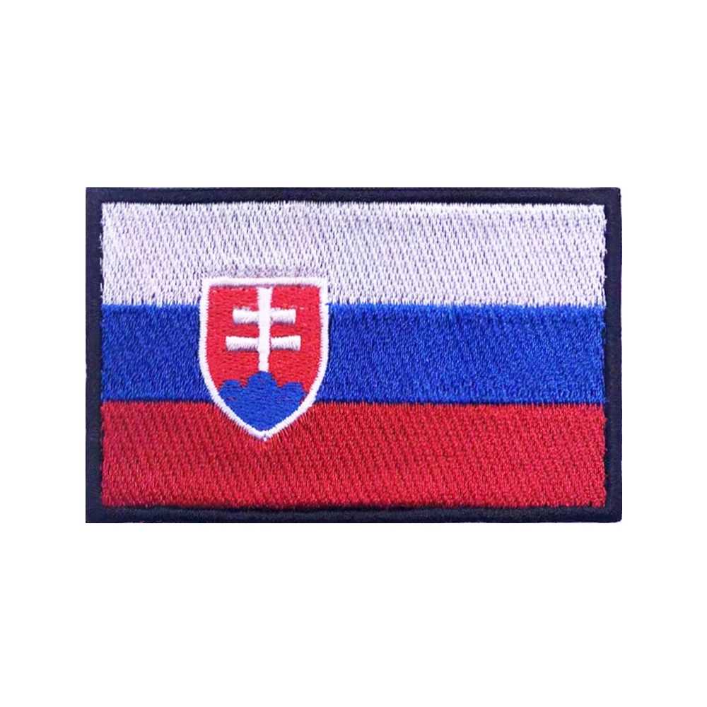 Slovak flag Slovakia Patches Armband Embroidered Patch Hook & Loop Iron On Embroidery Badge ...