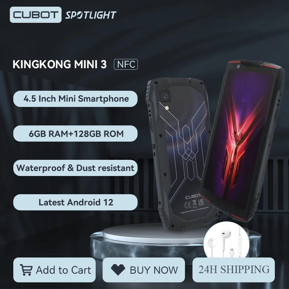 Cubot KingKong MINI 3, 4.5인치 미니 스마트폰, mini smartphone android 12, Helio G85, Octa core, 6GB RAM ...