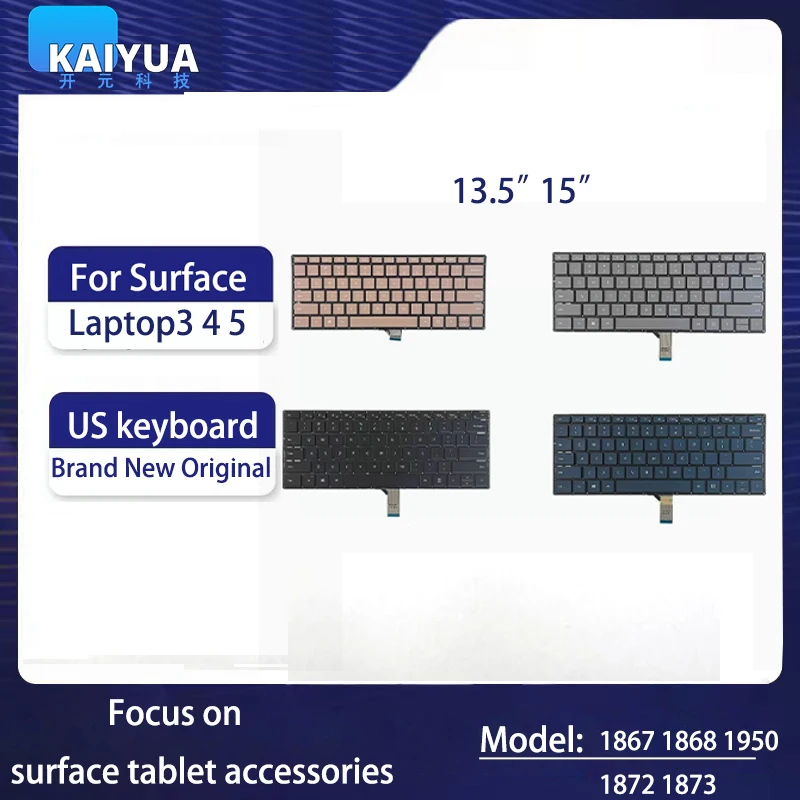 Laptop US Keyboard For Microsoft surface Laptop 3 4 5 13.5” 15” 1950 ...
